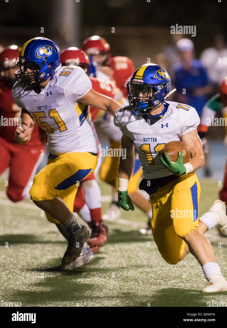 Football action with Sutter vs. Chico High School in Chico, California ...