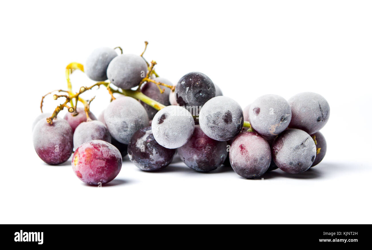 Frozen grapes cluster with ice on white background Stock Photo - Alamy