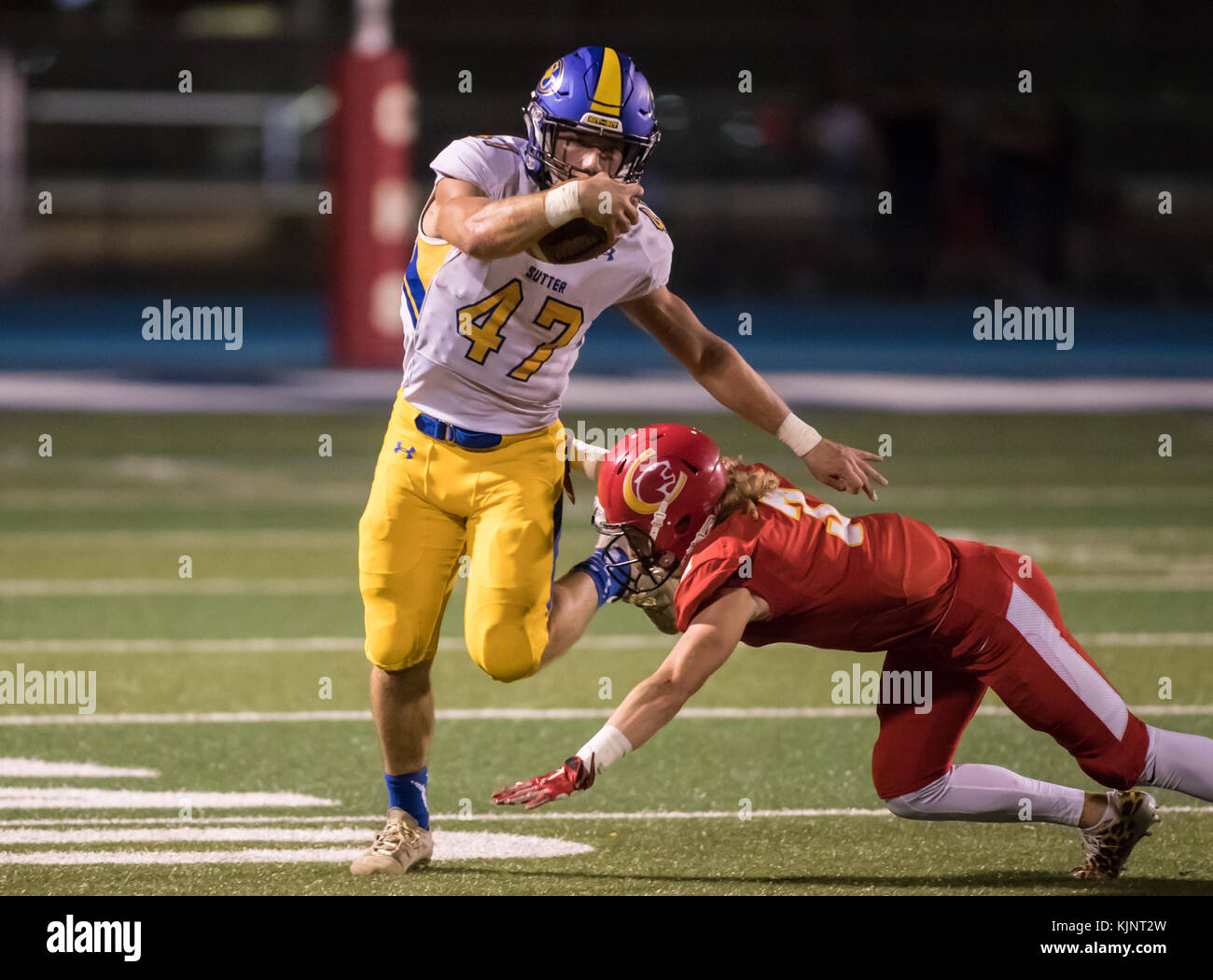 Football action with Sutter vs. Chico High School in Chico, California ...