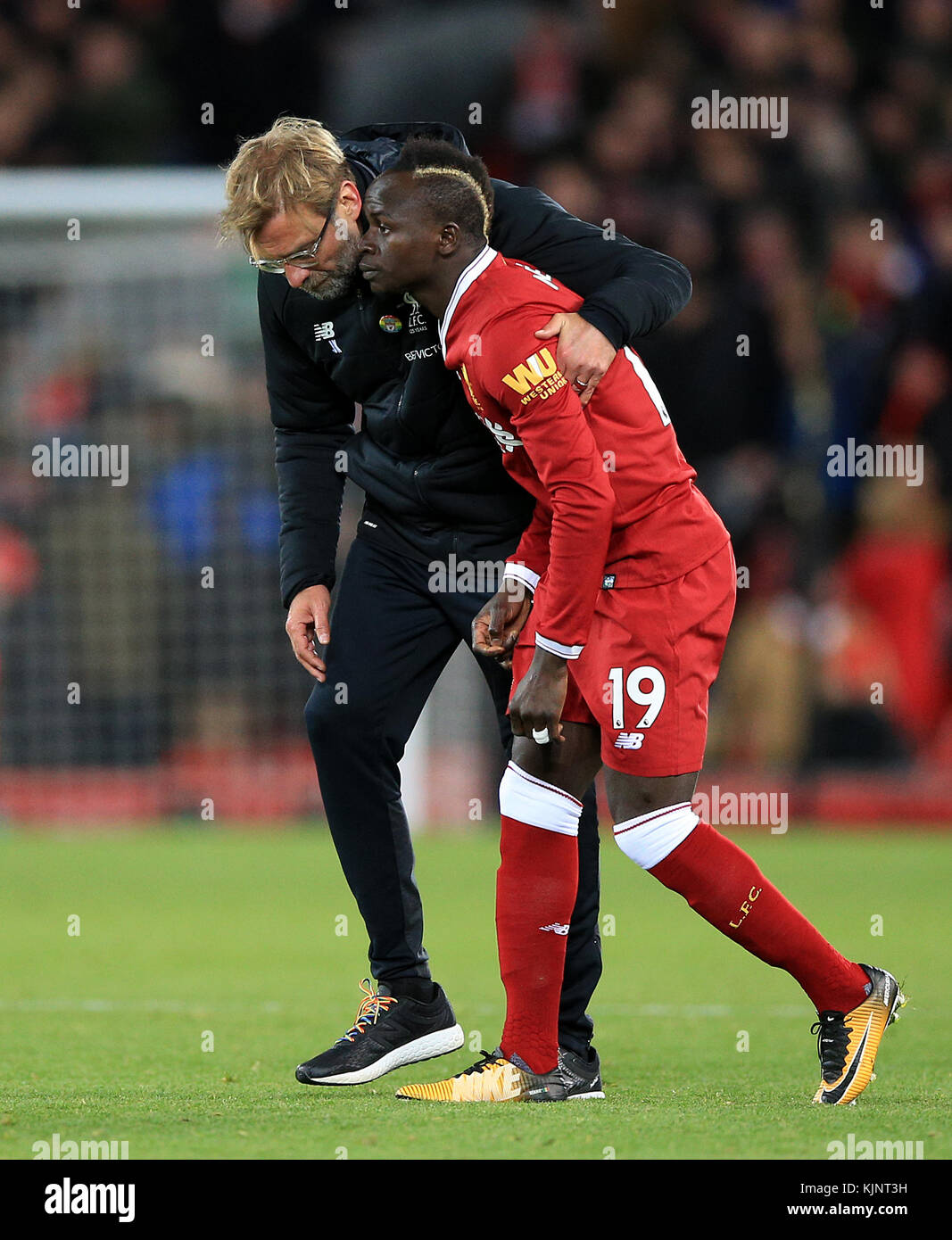 Liverpool manager Jurgen Klopp with Sadio Mane after the Premier League ...
