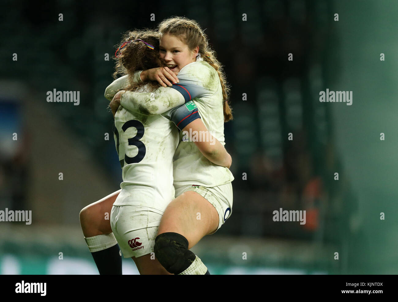 England Women's Jess Breach and Ellie Kildunne celebrate during the ...