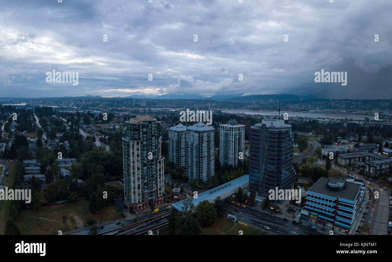 Aerial panoramic view of Surrey City in Greater Vancouver, British ...