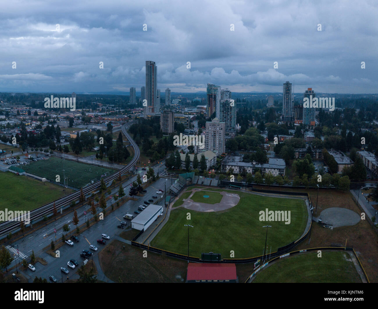 Aerial panoramic view of Surrey City in Greater Vancouver, British ...