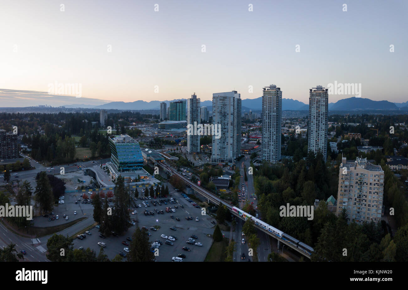 Aerial panoramic view of Surrey Central Mall in Greater Vancouver ...