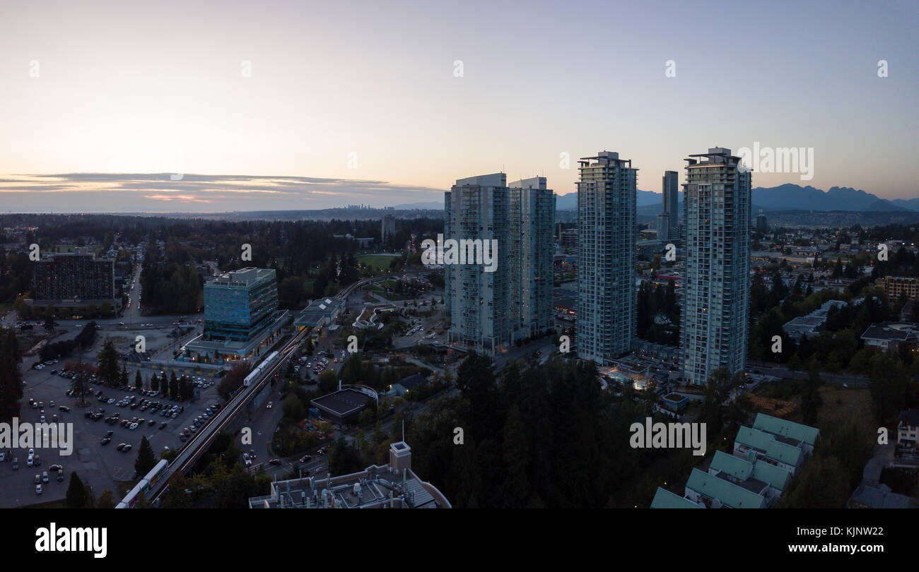 Aerial panoramic view of Surrey Central Mall in Greater Vancouver ...