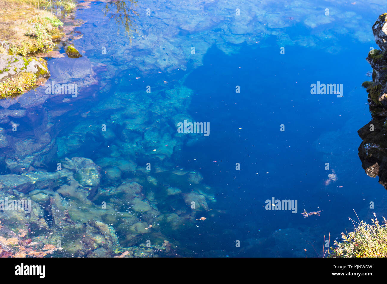 travel to Iceland - water in Silfra fissure in rift valley of ...