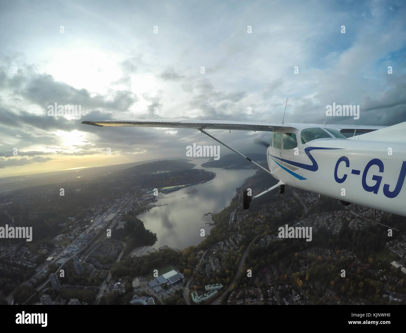 Vancouver, British Columbia, Canada - October 22, 2017 - Small airplane ...