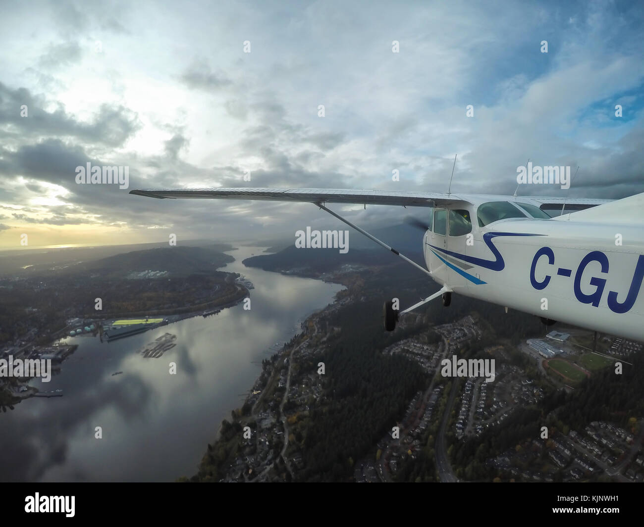 Vancouver, British Columbia, Canada - October 22, 2017 - Small airplane ...