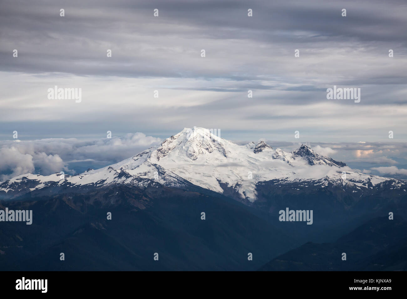 Aerial landscape view of a spectacular landmark, Mount Baker, located ...