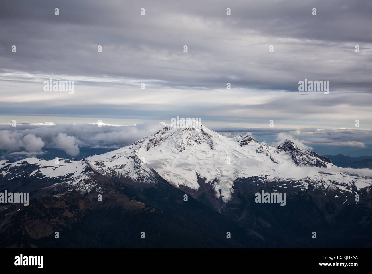 Aerial landscape view of a spectacular landmark, Mount Baker, located ...