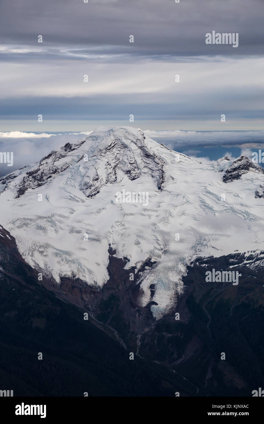 Aerial landscape view of a spectacular landmark, Mount Baker, located ...
