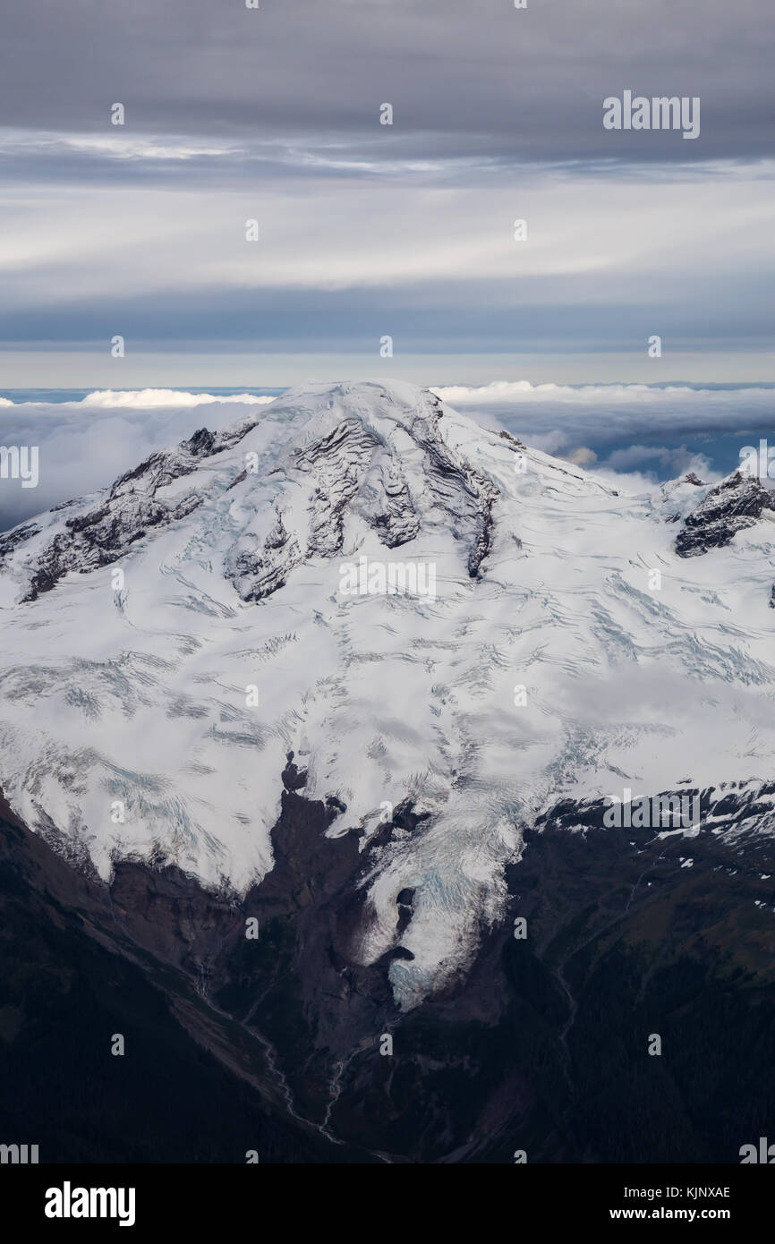 Aerial landscape view of a spectacular landmark, Mount Baker, located ...