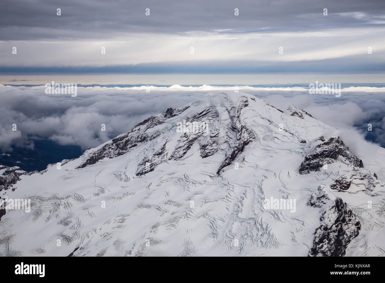 Aerial landscape view of a spectacular landmark, Mount Baker, located ...