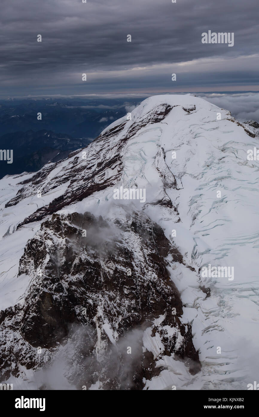 Aerial landscape view of a spectacular landmark, Mount Baker, located ...