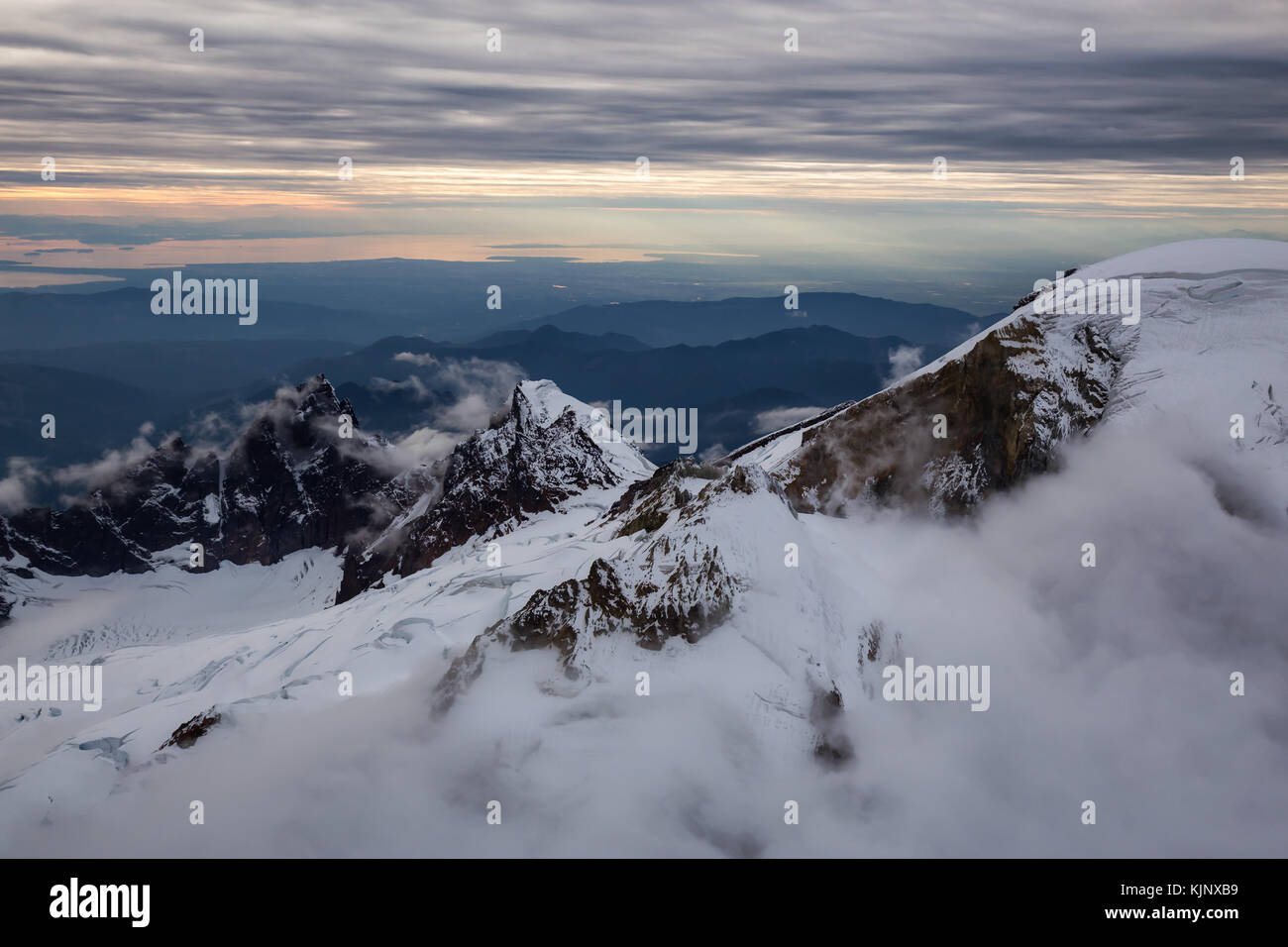 Aerial landscape view looking down from a spectacular landmark, Mount ...