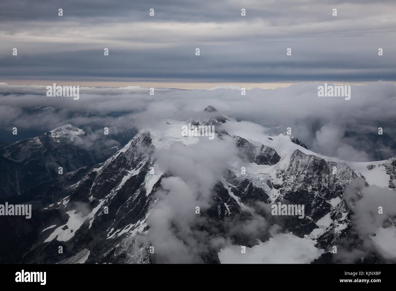 Rugged aerial landscape view of the beautiful mountains covered in ...