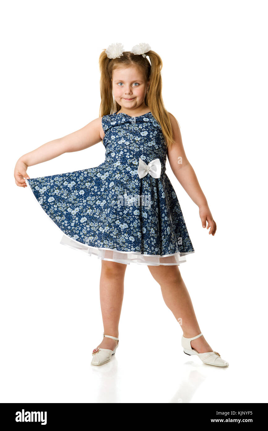 Happy Little girl standing isolated on white Stock Photo - Alamy
