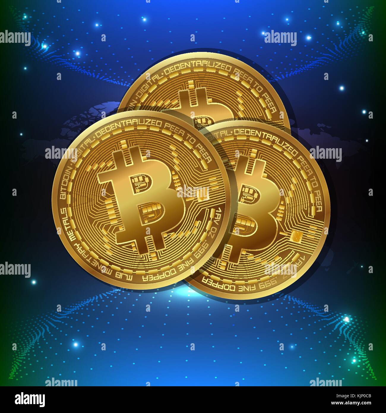 Bitcoin golden physical coin illustration Stock Vector Images - Alamy