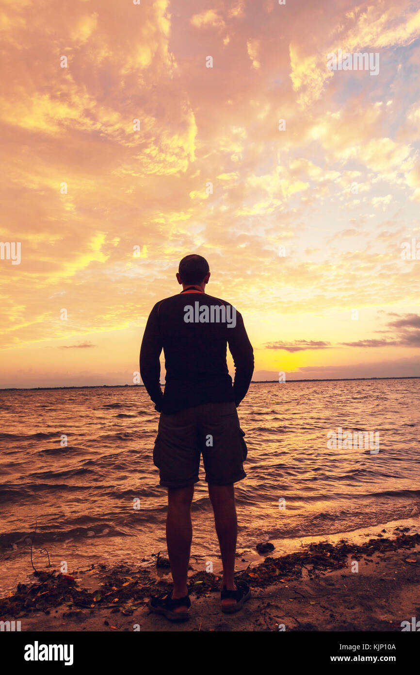Man on beach Stock Photo - Alamy