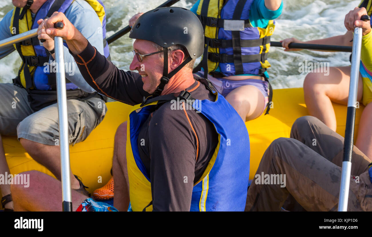 Rafting team , summer extreme water sport Stock Photo - Alamy