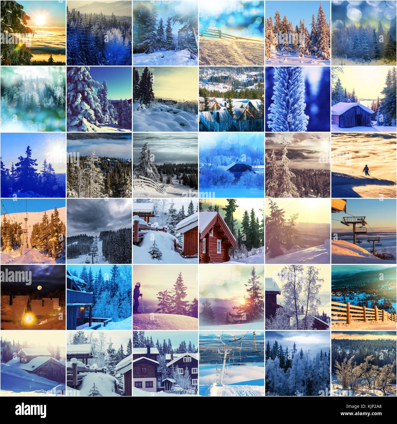 winter vacation collage Stock Photo - Alamy