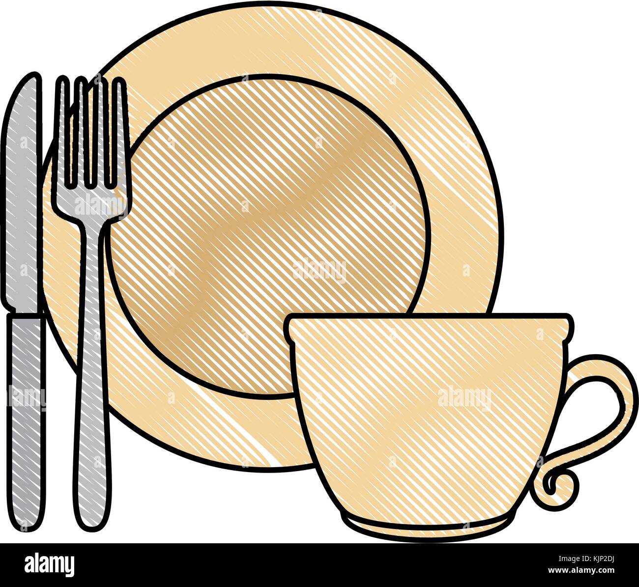 dish with cup and cutlery Stock Vector Image & Art - Alamy