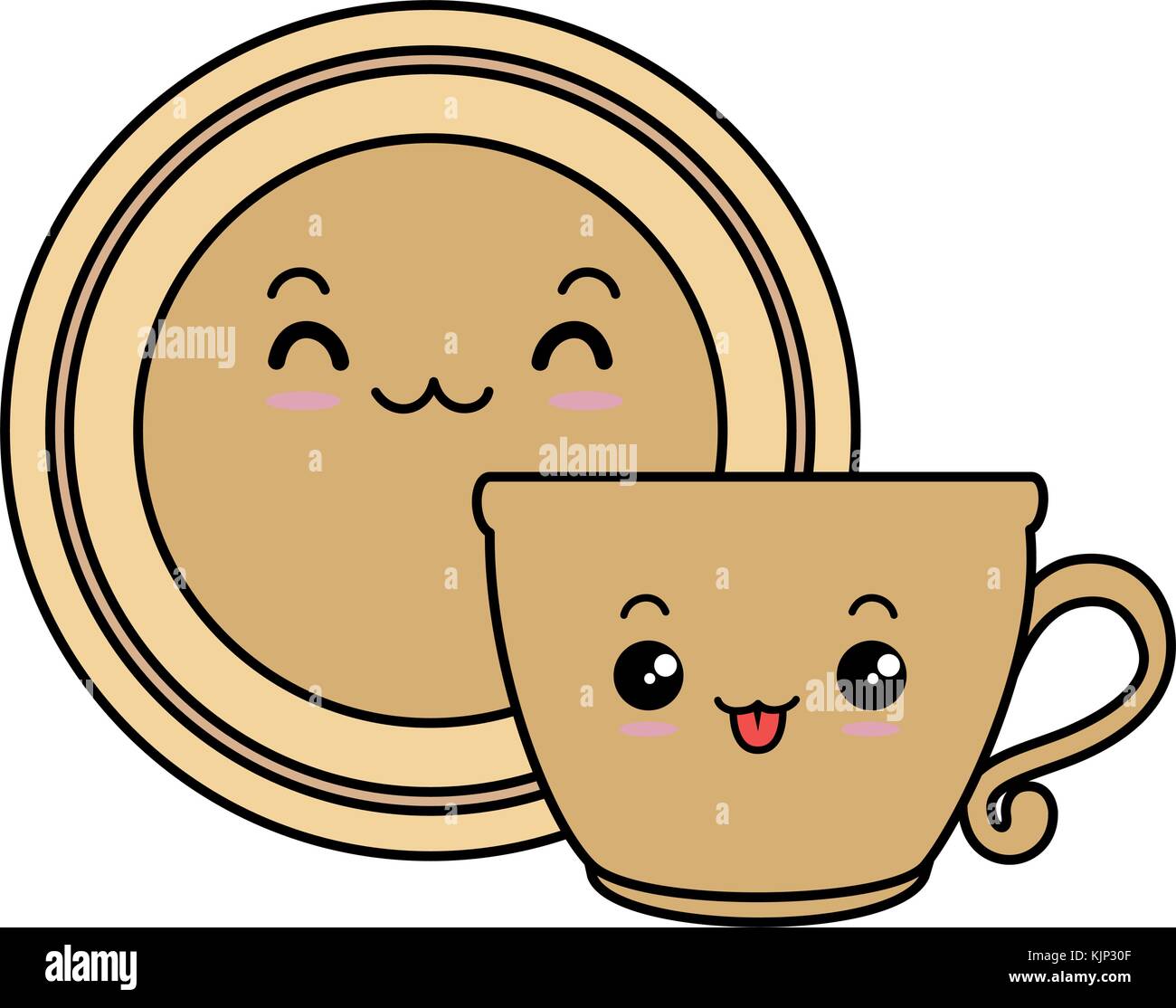 dish with cup kawaii character vector illustration design Stock Vector ...