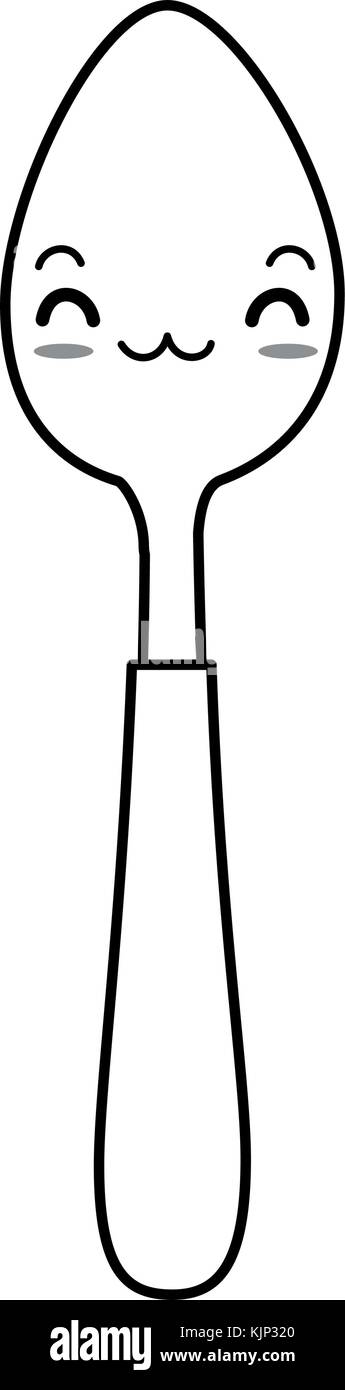 big spoon kawaii character vector illustration design Stock Vector ...