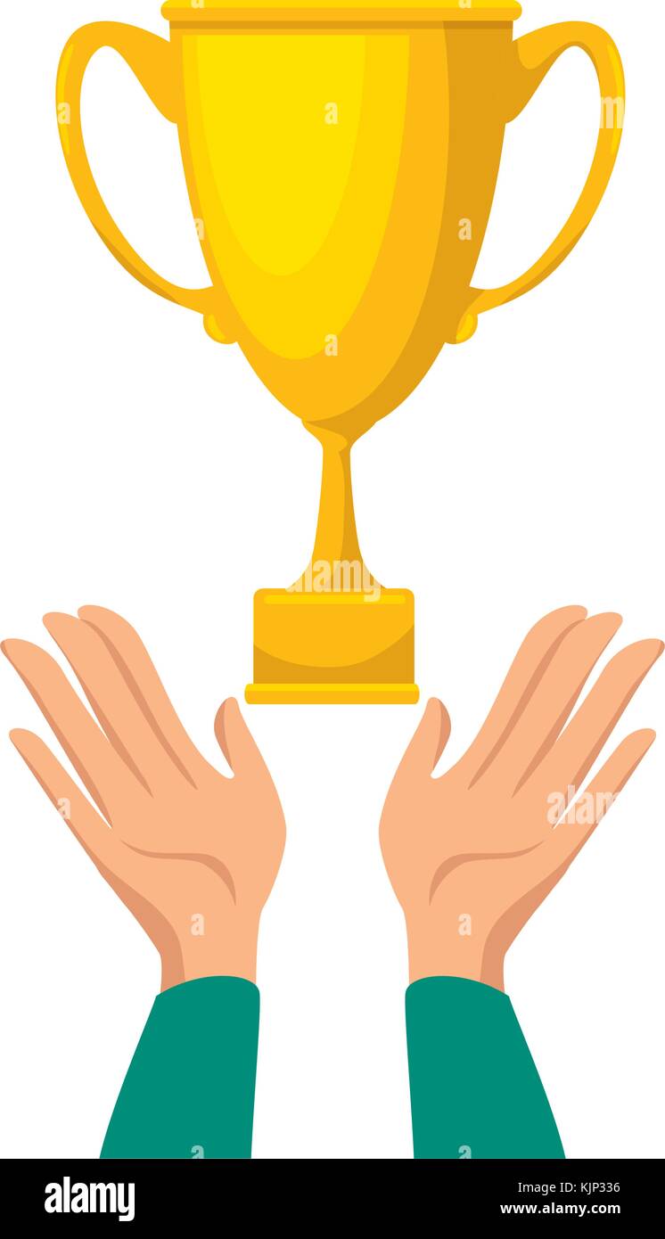 hands with trophy cup award icon vector illustration design Stock ...