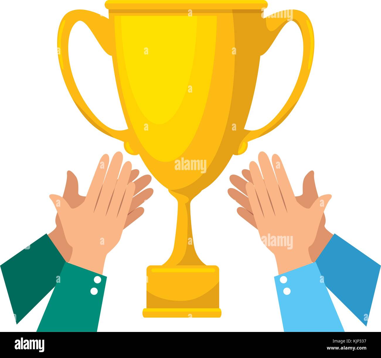 hands with trophy cup award icon vector illustration design Stock ...