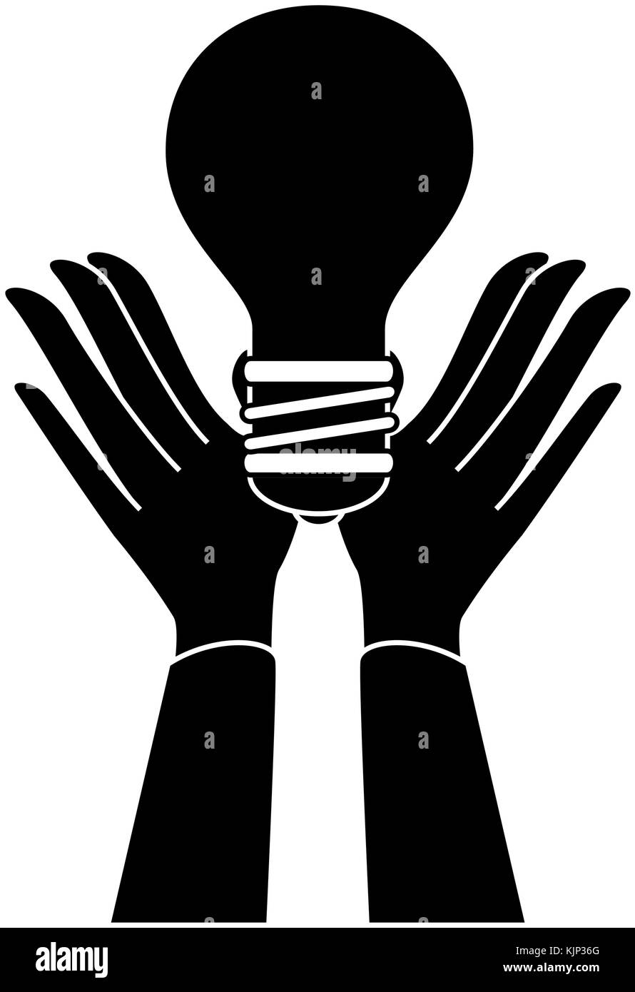 hand human with bulb light vector illustration design Stock Vector ...