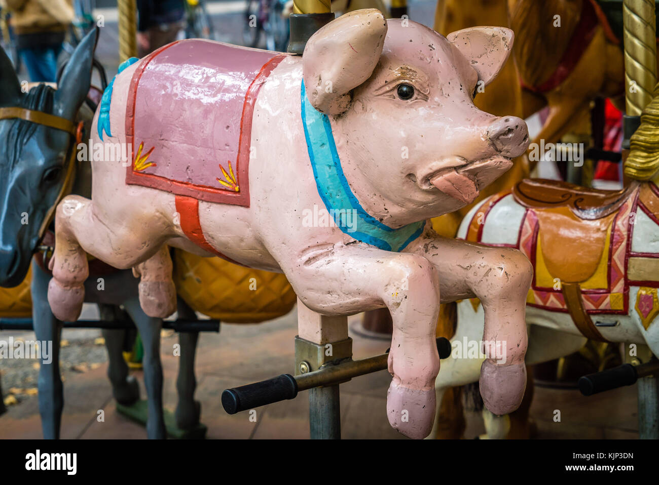 Wooden pig on a merry-go-round in France Stock Photo - Alamy