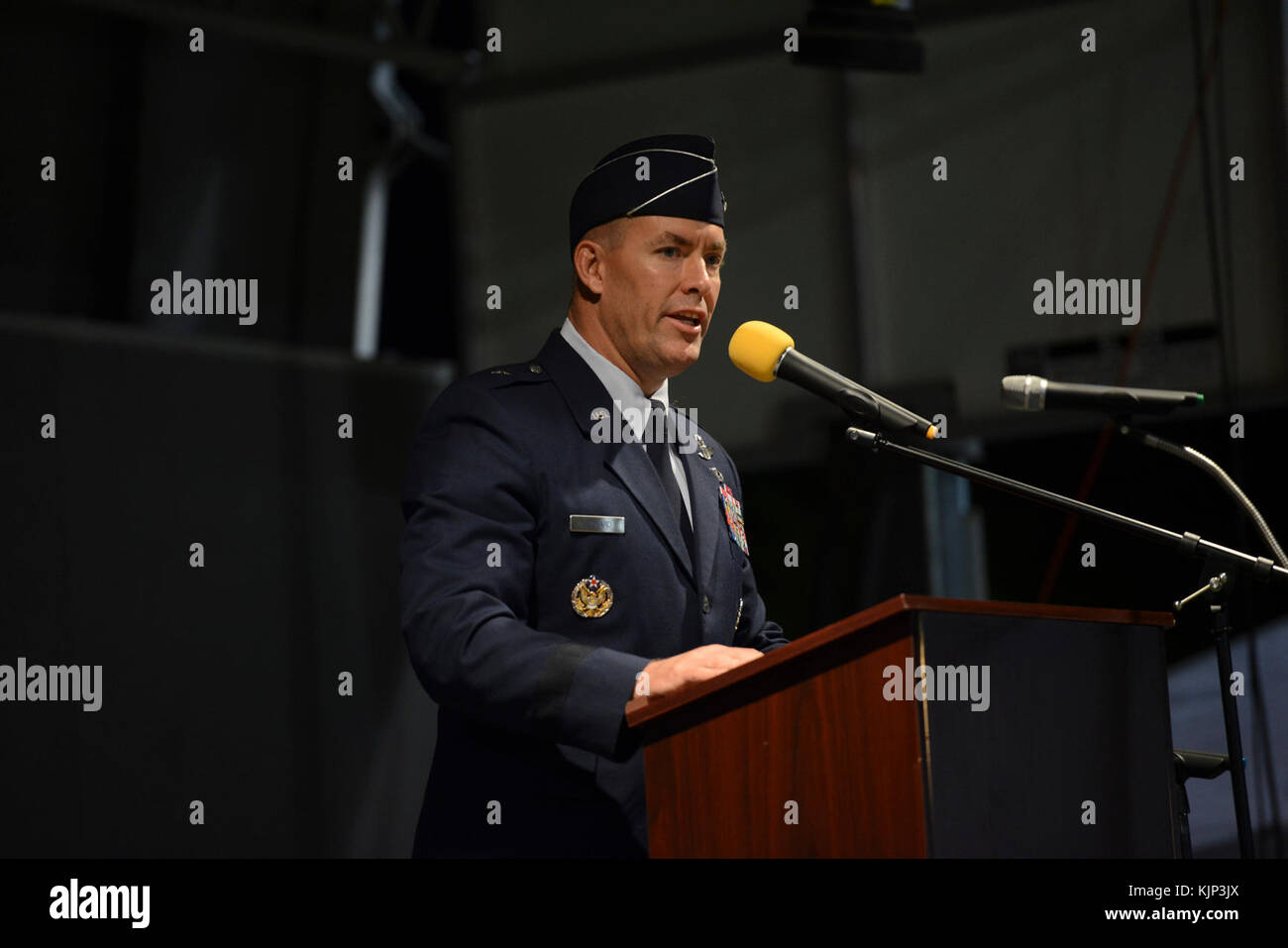 Brig. Gen. Brook Leonard, 56th Fighter Wing commander, speaks to ...