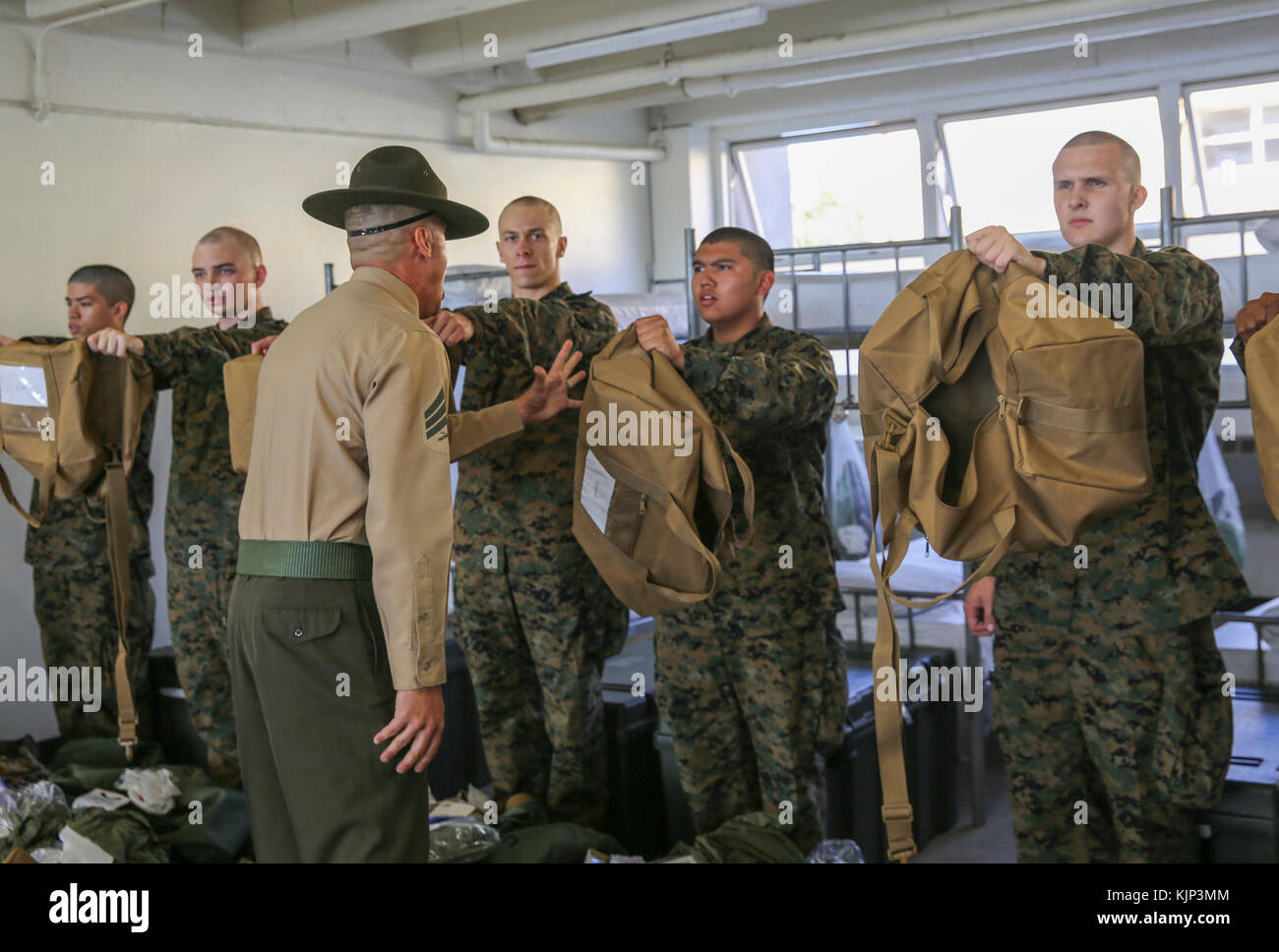 A drill instructor with Delta Company, 1st Recruit Training Battalion ...