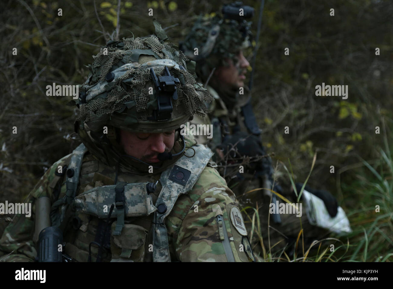 Dutch soldiers prepare for a convoy during exercise Allied Spirit VII ...