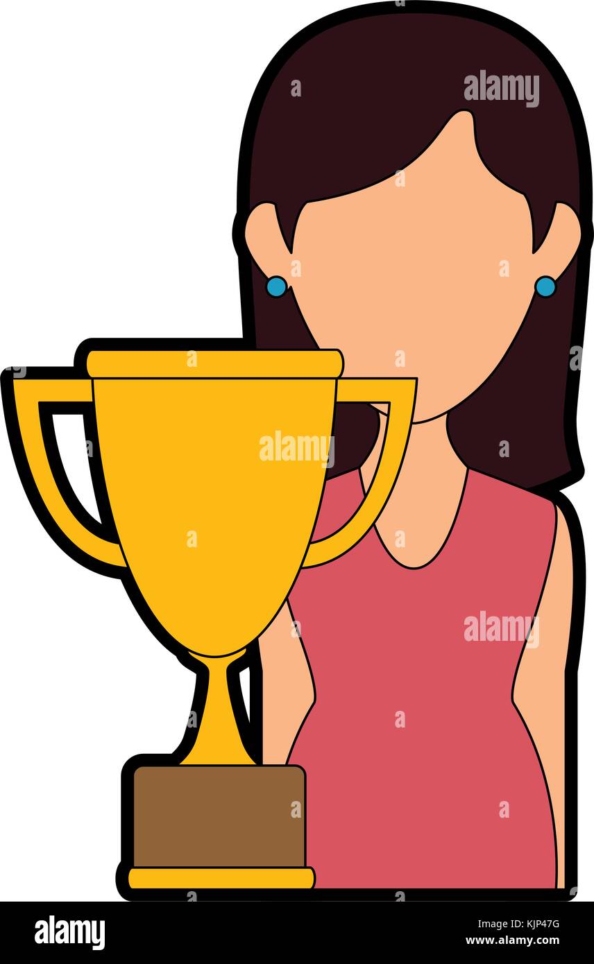 woman with trophy cup award icon Stock Vector Image & Art - Alamy