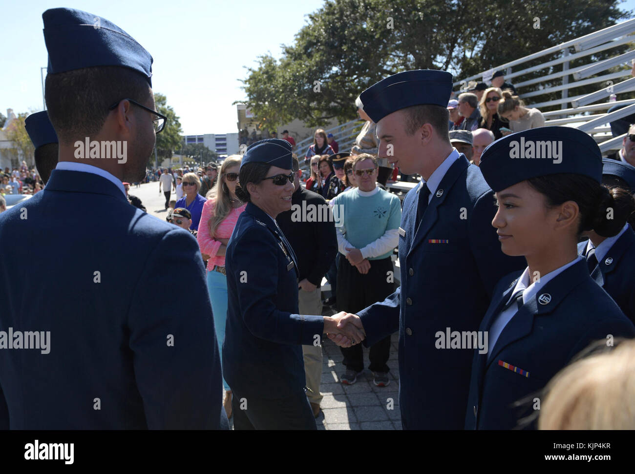 Col. Debra Lovette, 81st Training Wing commander, greets Airmen during ...