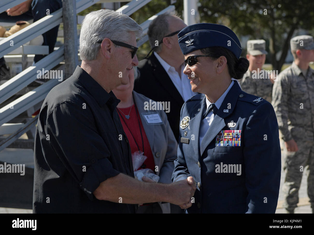 Col. Debra Lovette, 81st Training Wing commander, meets Phill Bryant ...