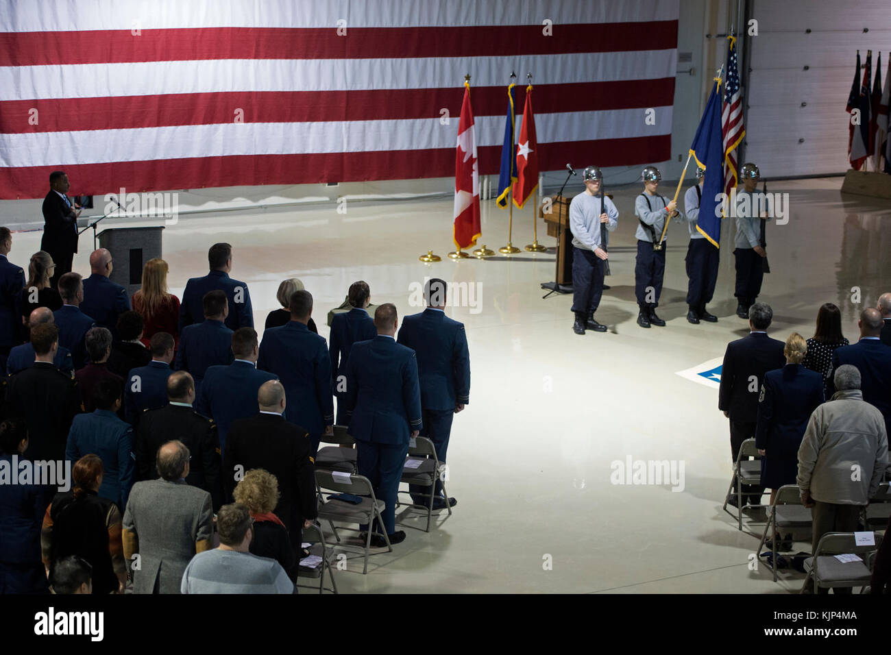 Alaska Military Youth Academy cadets present the colors during the ...