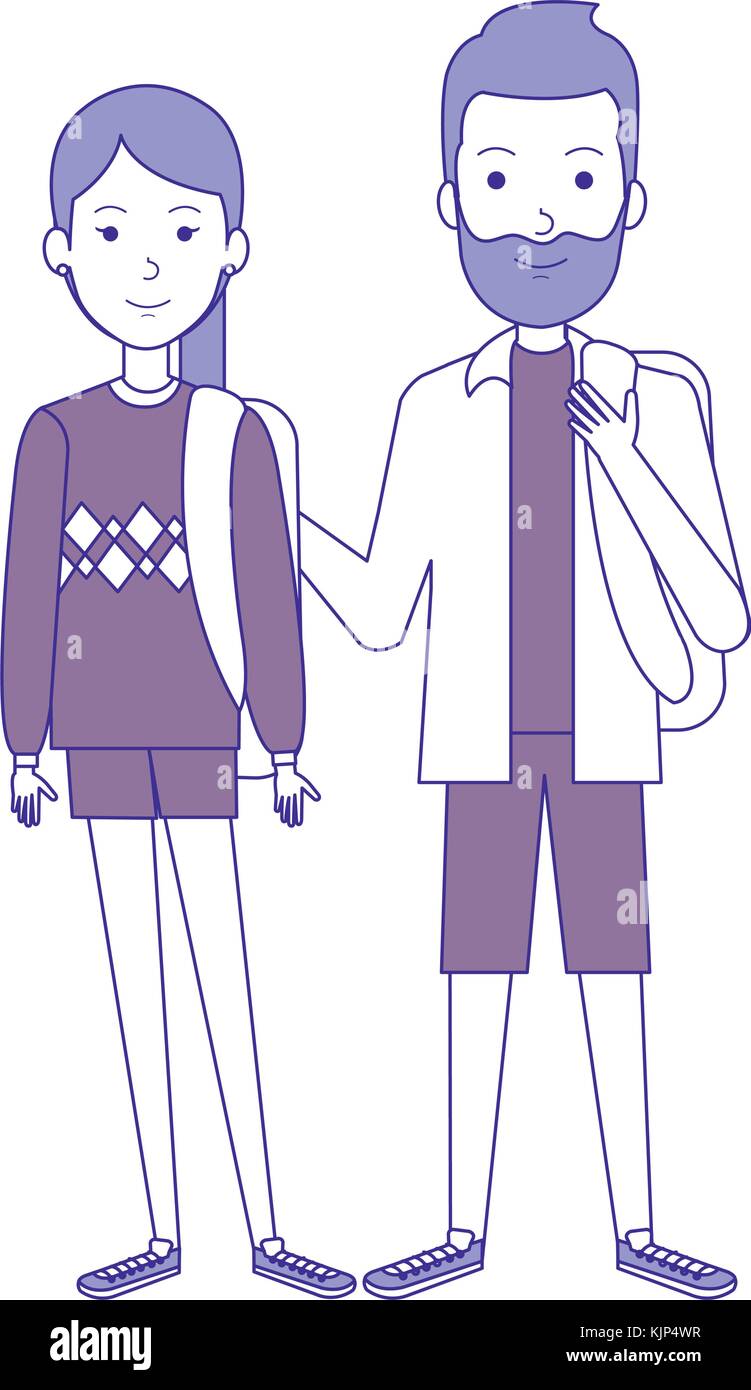 students couple avatars characters vector illustration design Stock ...
