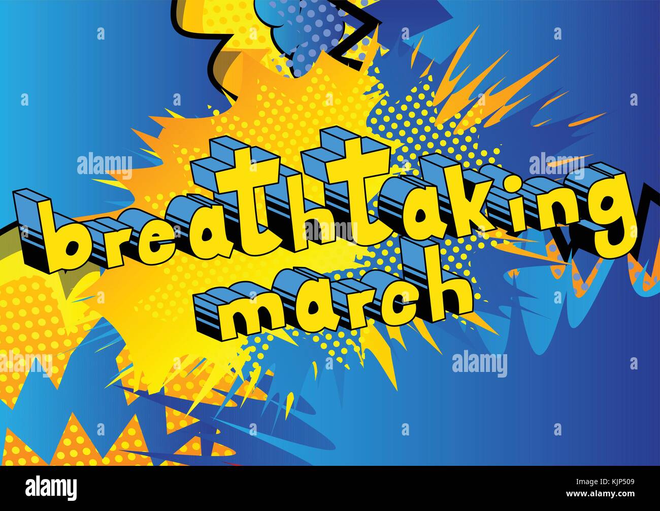 Breathtaking March - Comic book style word on abstract background Stock ...