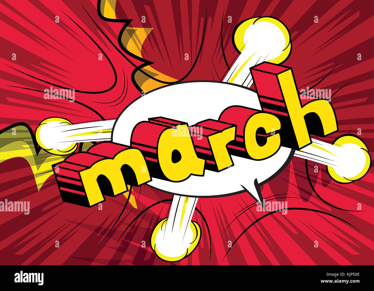 March - Comic book style word on abstract background Stock Vector Image ...