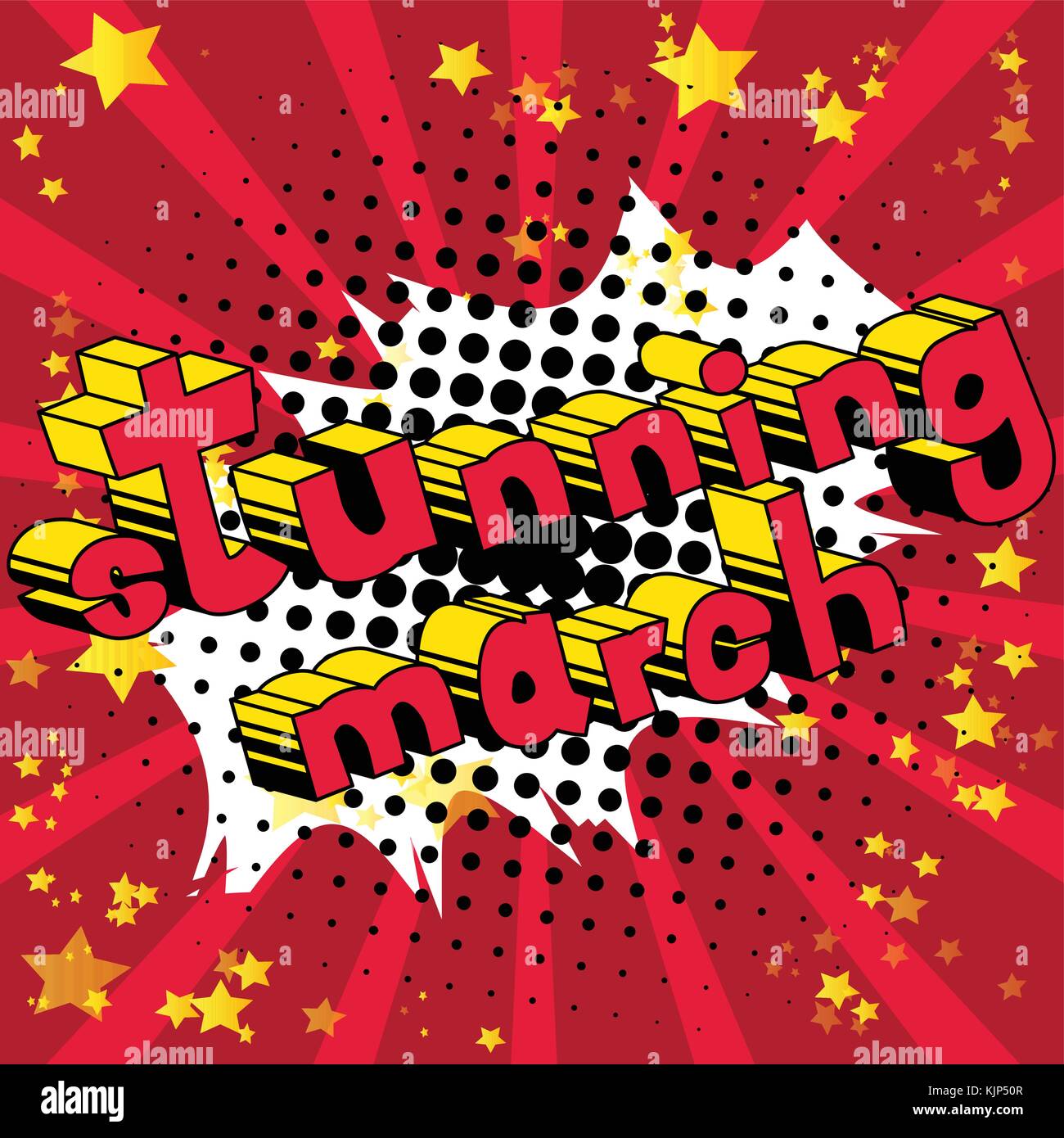 Stunning March - Comic book style word on abstract background Stock ...