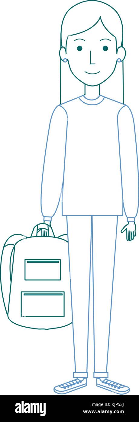 beautiful woman with school bag avatar character vector illustration ...