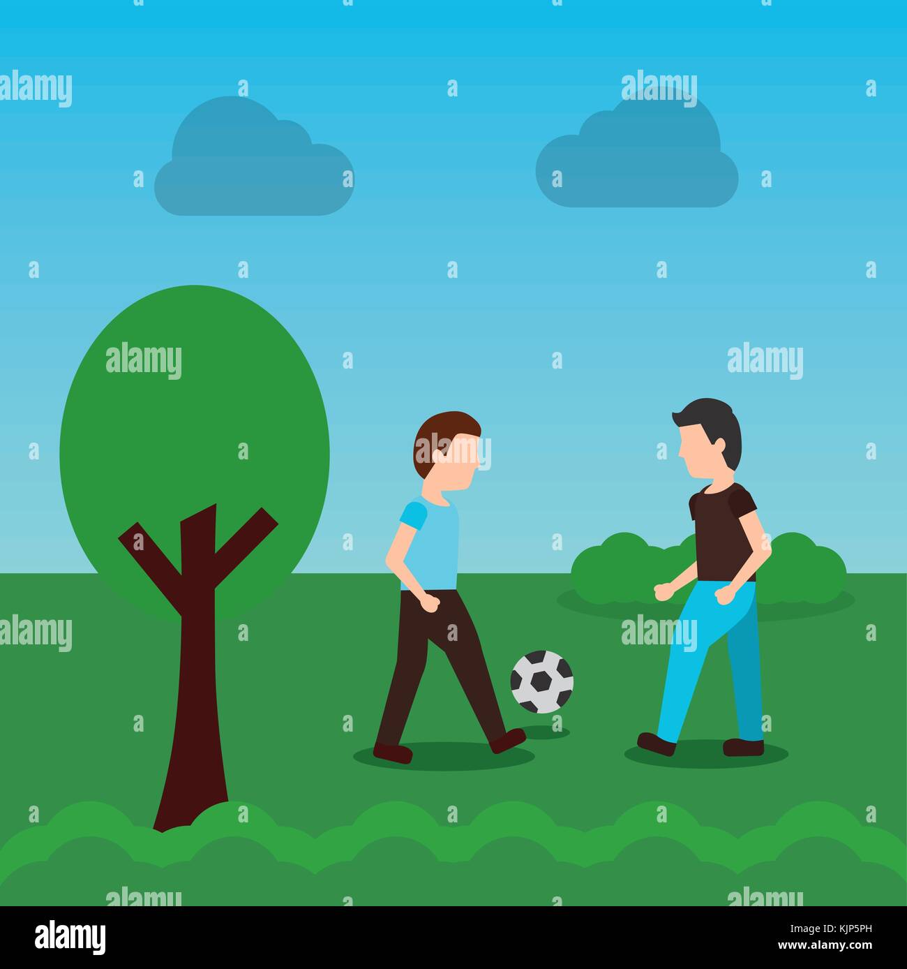 men playing soccer in the park cartoon Stock Vector Image & Art - Alamy