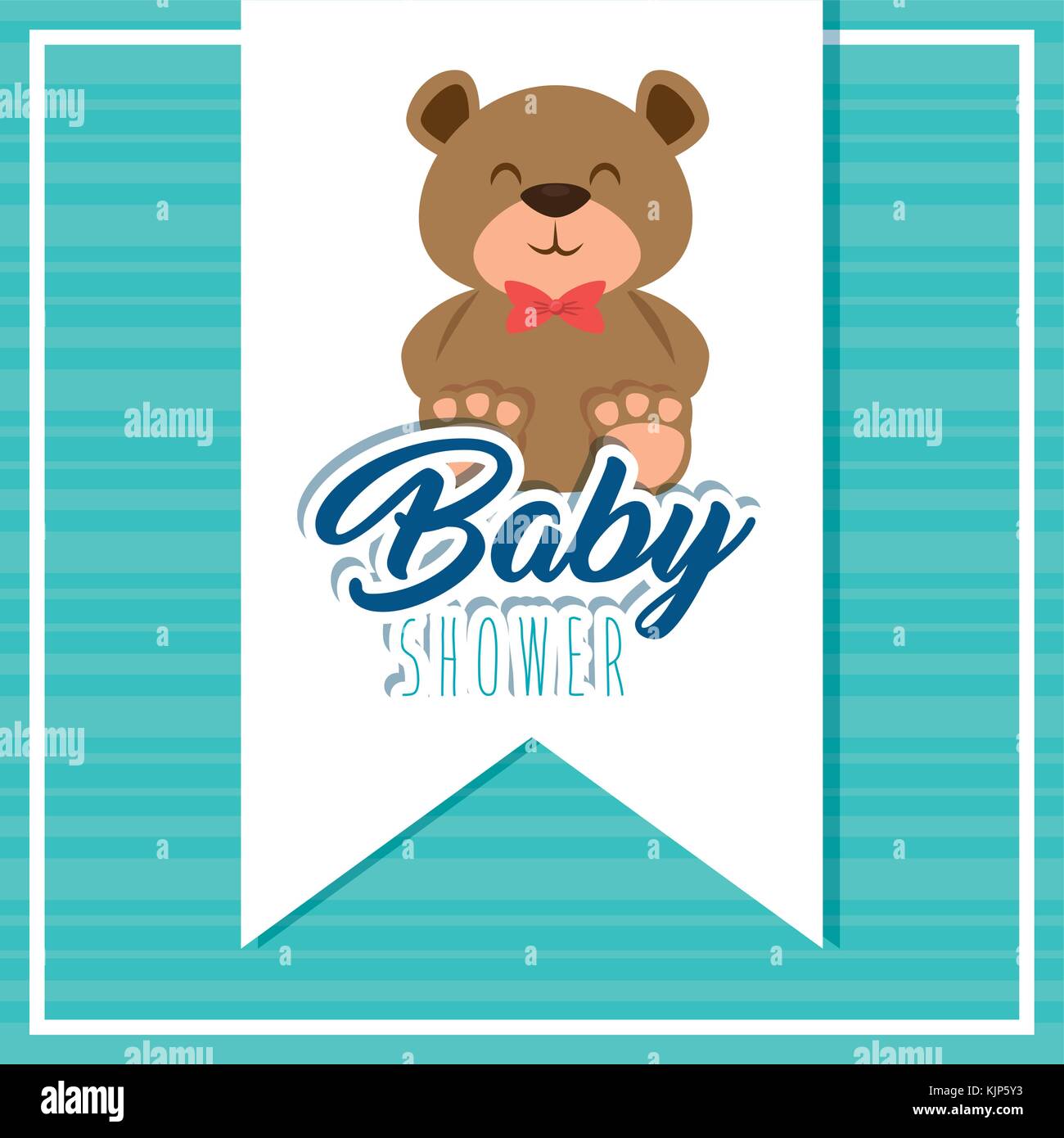baby shower greeting card with teddy bear vector illustration graphic ...