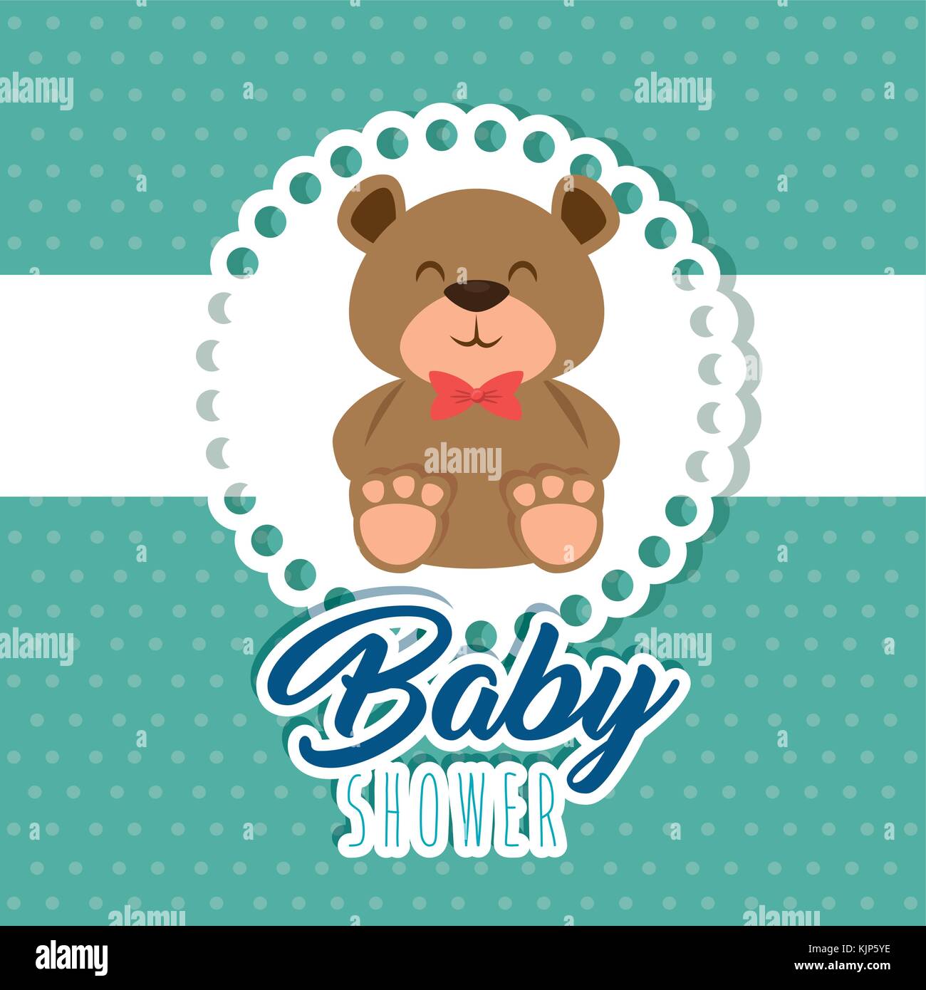 baby shower greeting card with teddy bear vector illustration graphic ...
