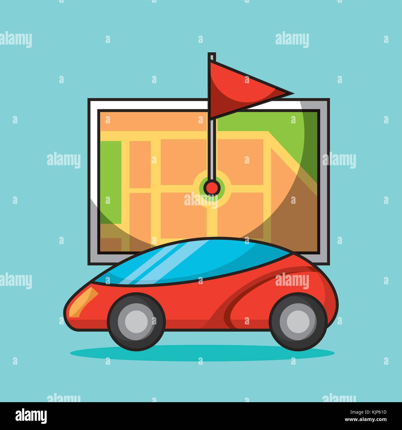 autonomous car map navigation flag destination design Stock Vector ...