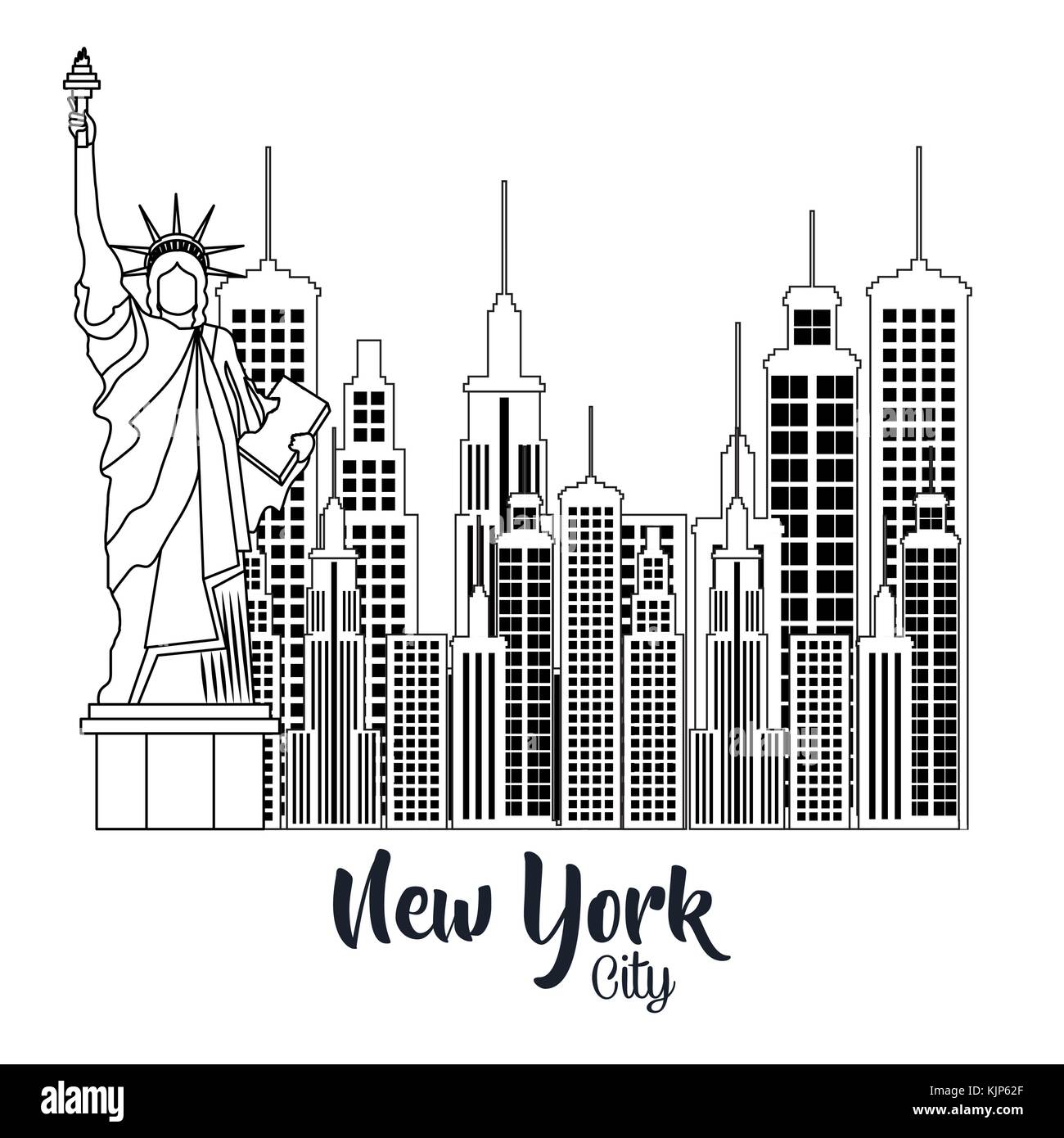 new york city statue of Liberty scene vector illustration design Stock ...
