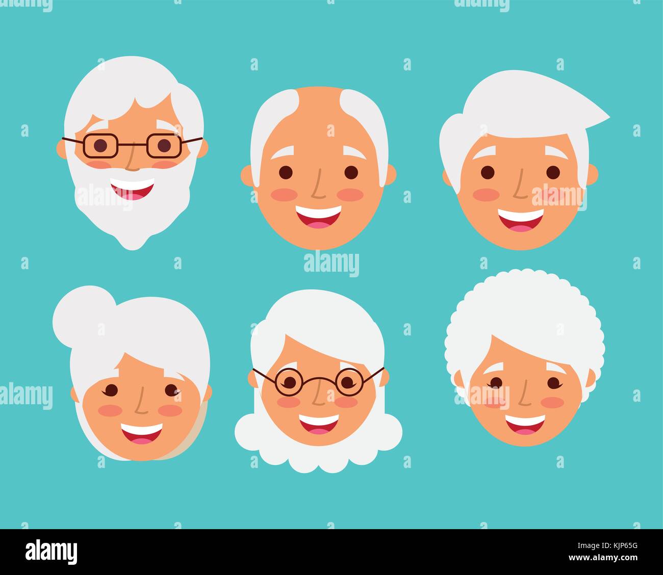 grandparents faces happy smiling elderly character Stock Vector Image ...